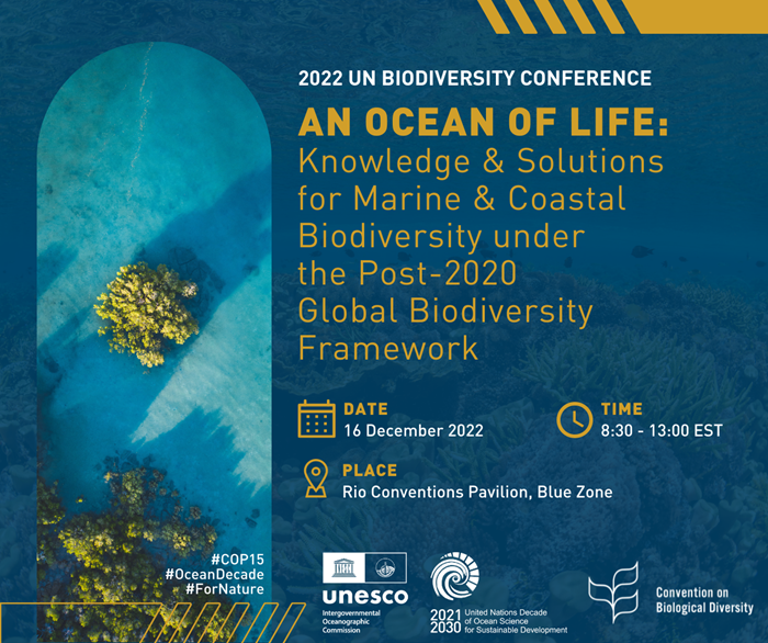 COP15 'An ocean of life: knowledge and solutions for marine and coastal ...